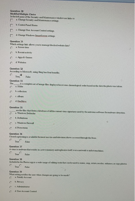 Question 30 Modified Multiple Choice In the left pane | Chegg.com