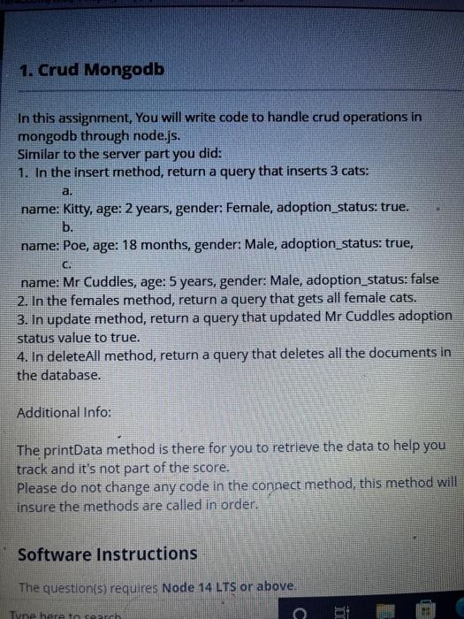 Solved In this assignment, You will write code to handle | Chegg.com