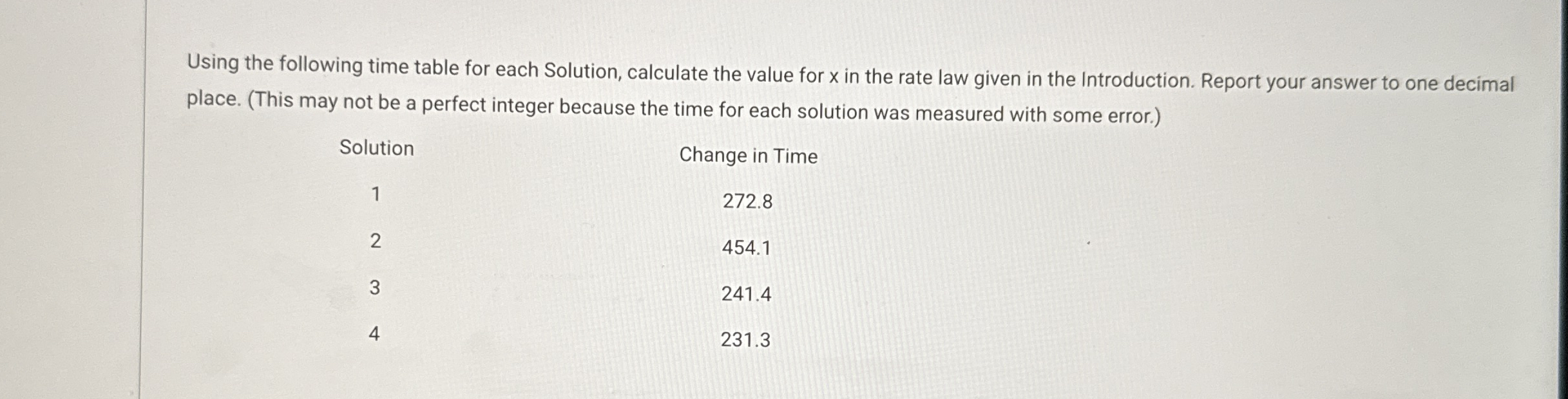 Solved Using the following time table for each Solution, | Chegg.com