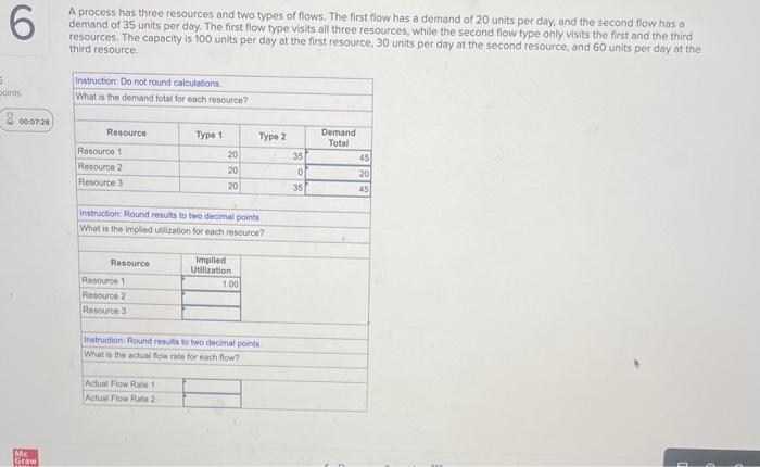 Solved A process has three resources and two types of flows. | Chegg.com