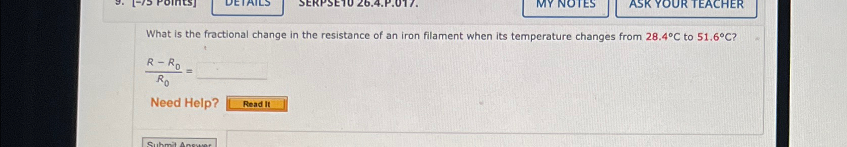 Solved What is the fractional change in the resistance of an | Chegg.com