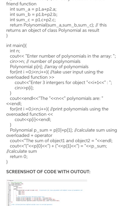 Solved 1. Define a class called Polynomial with degree 2 | Chegg.com