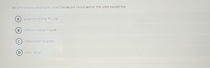 Solved All of the bony landmarks listed below are found | Chegg.com