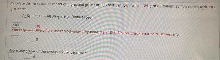 Solved Calculate the maximum numbers of moles and grams of | Chegg.com