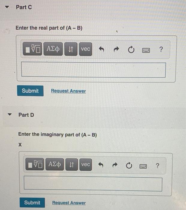 Solved If A=(3.5+j1) and B=(6.1+j5.3) find the sum (A+B) and | Chegg.com