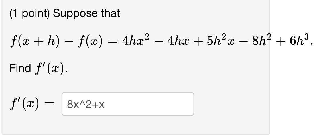 Solved (1 ﻿point) ﻿Suppose | Chegg.com