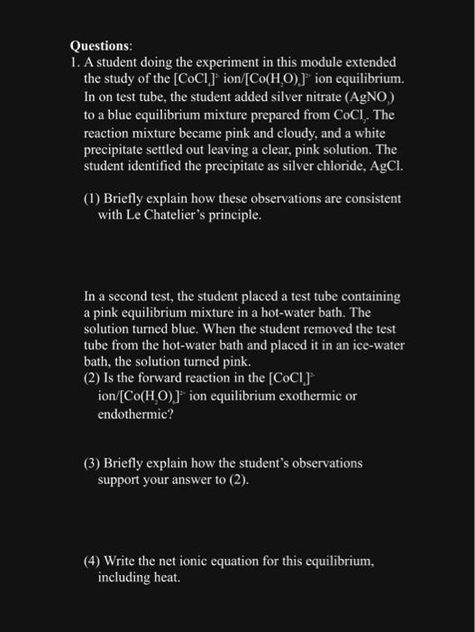 Solved Questions: 1. A student doing the experiment in this | Chegg.com