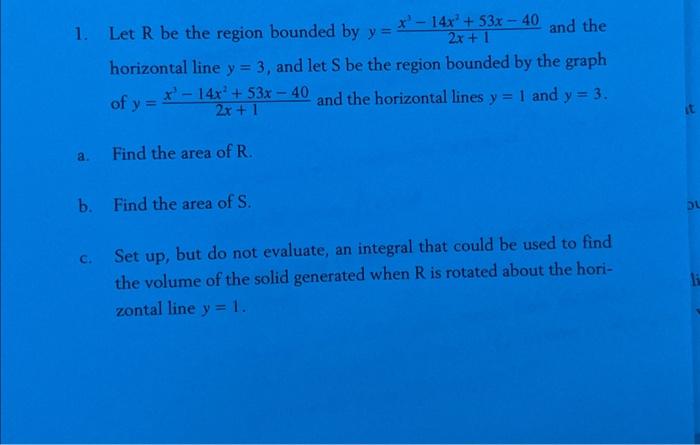 Solved 1. Let R be the region bounded by | Chegg.com