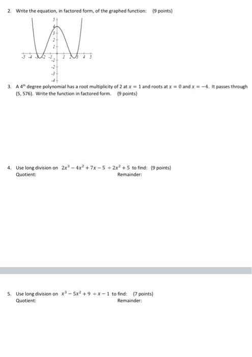 Solved 2. Write the equation, in factored form of the | Chegg.com