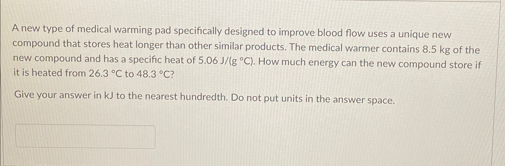 Solved A new type of medical warming pad specifically | Chegg.com