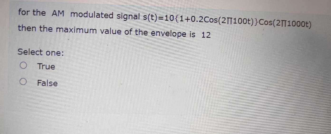 Solved for the AM modulated signal | Chegg.com
