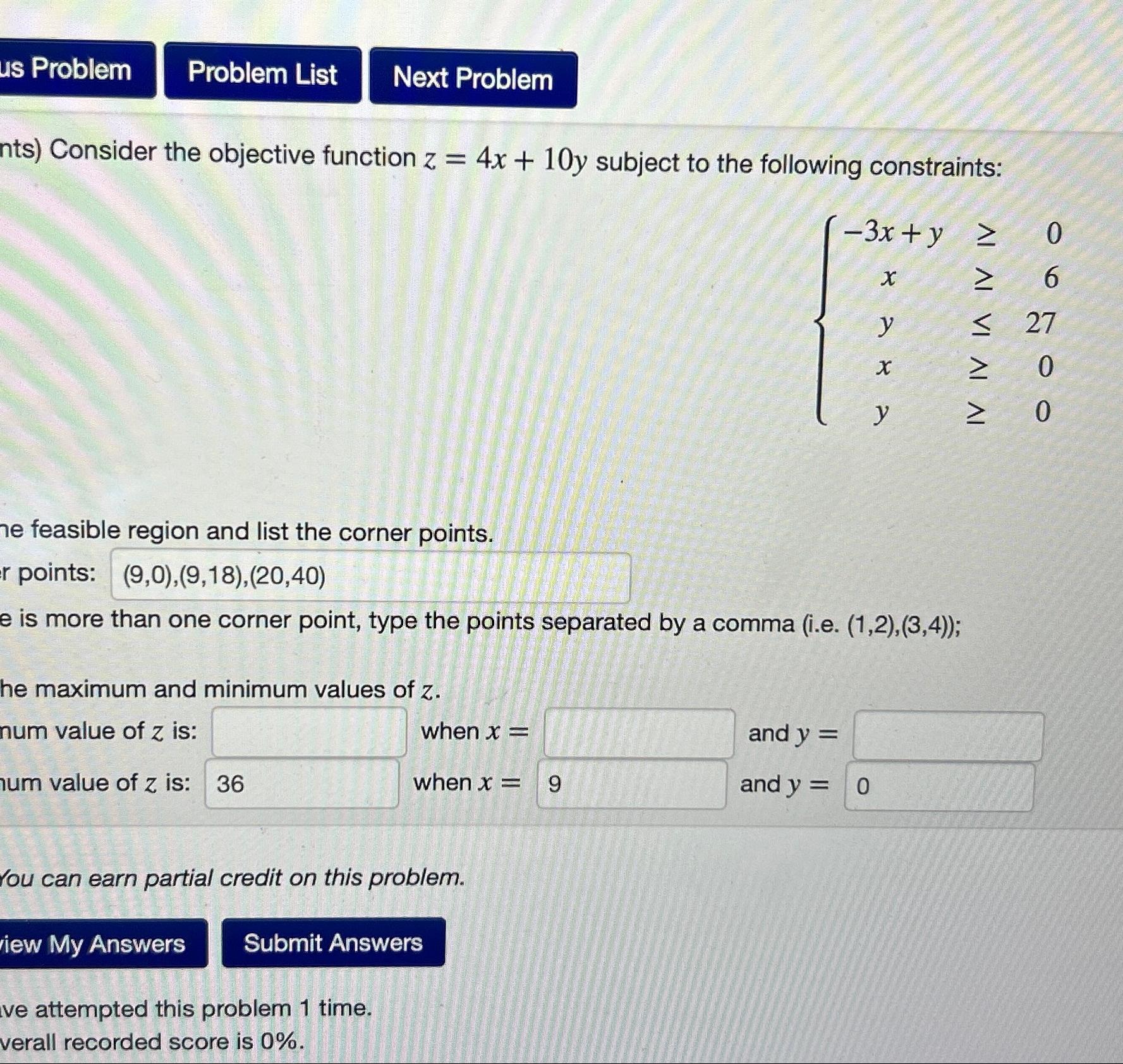 Solved Consider the objective function z=4x+10y ﻿subject to | Chegg.com