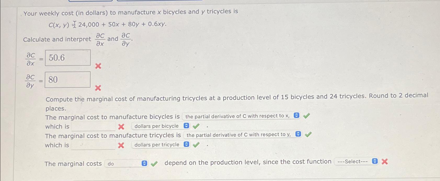 Solved Your weekly cost (in dollars) ﻿to manufacture x | Chegg.com