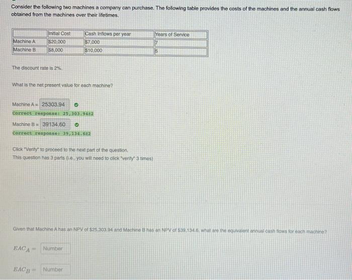 Solved Consider the following two machines a company can | Chegg.com