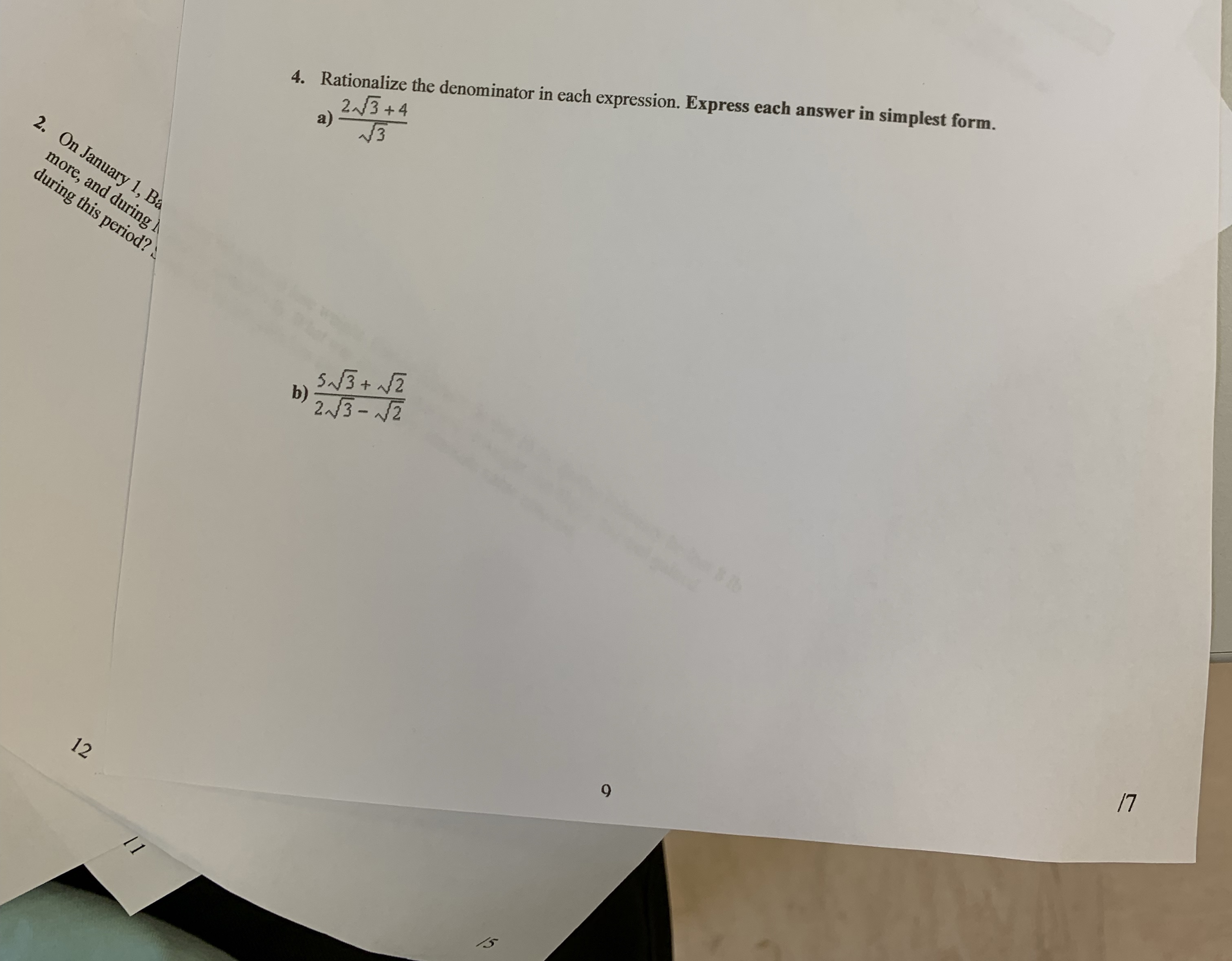Solved Rationalize the denominator in each expression. | Chegg.com