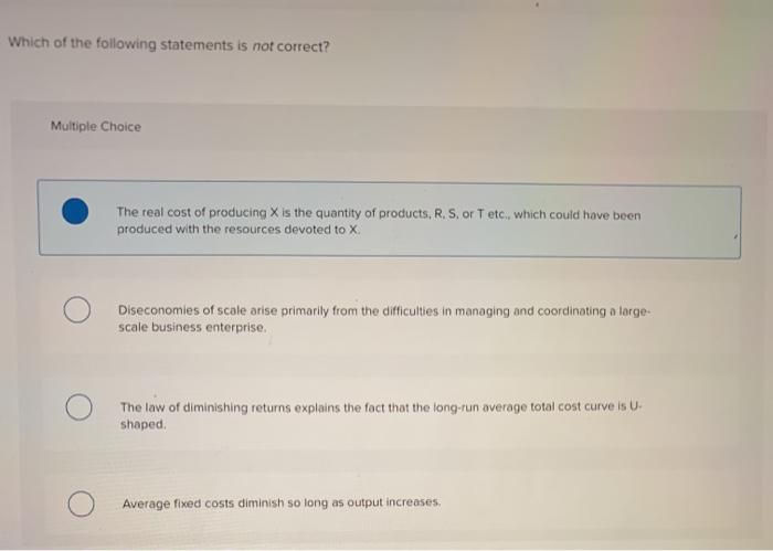 Solved Sub Marginal Cost Multiple Choice Equals Both Average Chegg