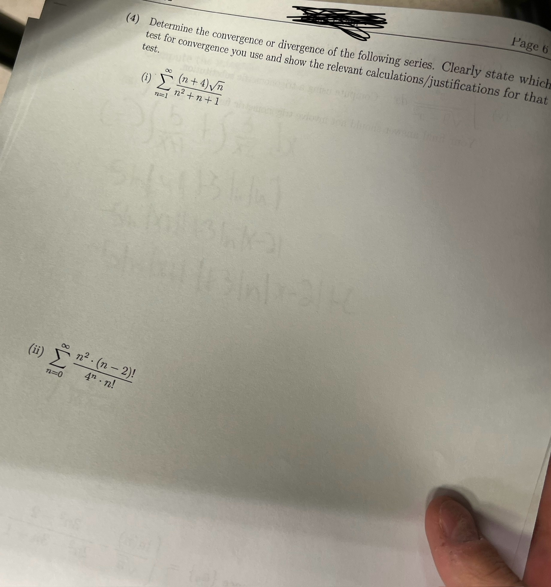 Solved (4) ﻿Determine the convergence or divergence of the | Chegg.com