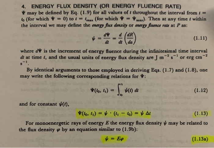 Solved 4. ENERGY FLUX DENSITY (OR ENERGY FLUENCE RATE) may | Chegg.com