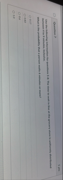 Solved 1 ﻿ptsQuestion 7Use the following information for | Chegg.com
