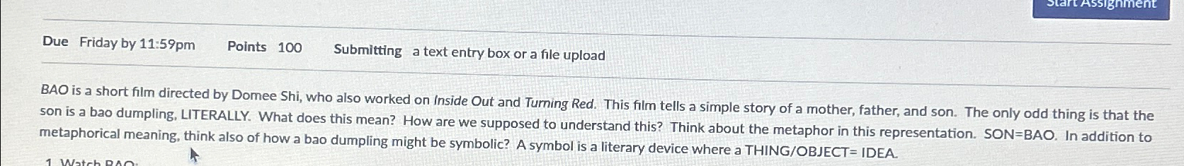 Solved Due Friday by 11:59pm Points 100 ﻿Submitting a text | Chegg.com