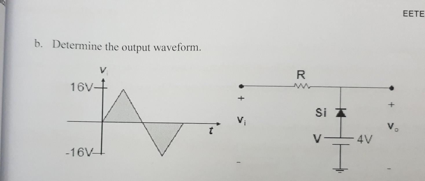 Solved EETE 2 a) Determine the output waveform. V=5V + 20 V | Chegg.com