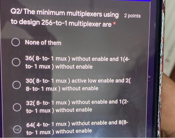 Solved Q2/ The minimum multiplexers using 2 points to design | Chegg.com