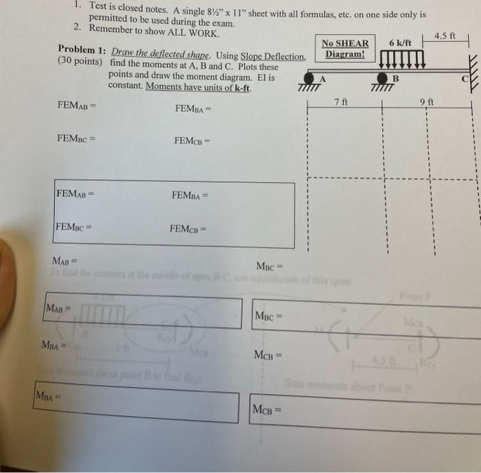 Solved 1. Test is closed notes. A single 81/′′×11′′ sheet | Chegg.com