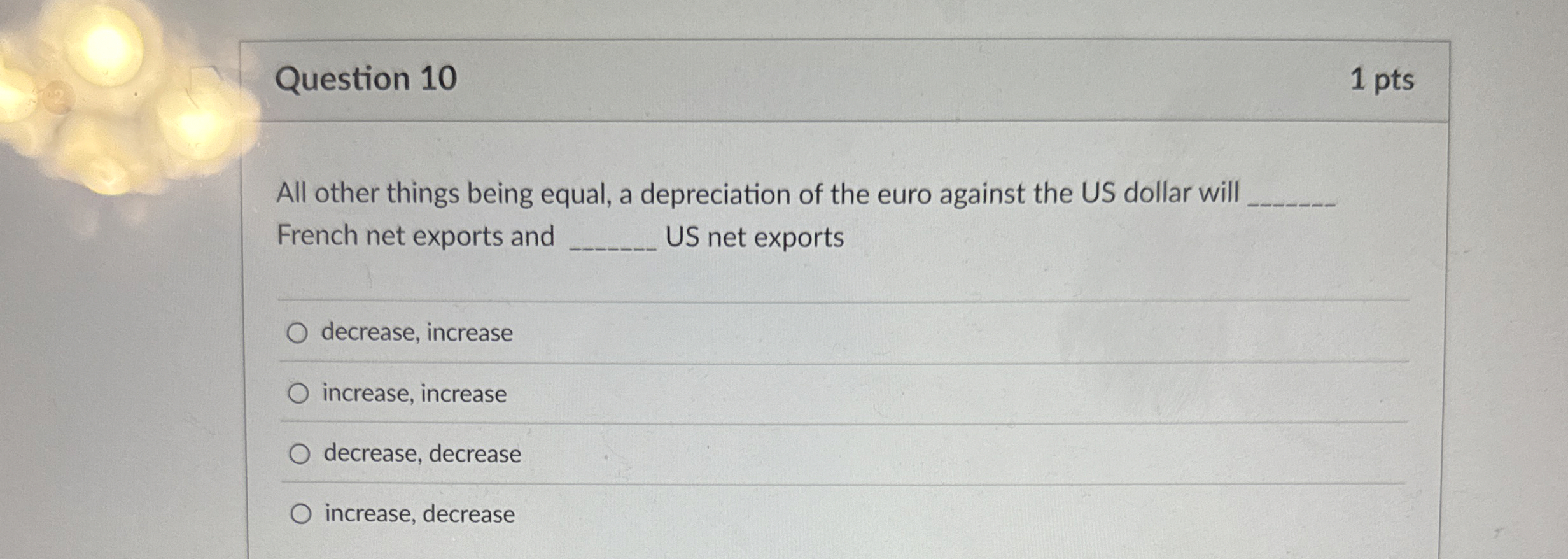 Solved Question 101 ﻿ptsAll other things being equal, a | Chegg.com