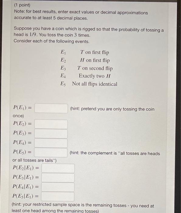 Solved (1 point) Note: for best results, enter exact values | Chegg.com
