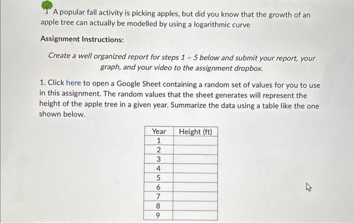 Solved 1 A popular fall activity is picking apples, but did | Chegg.com