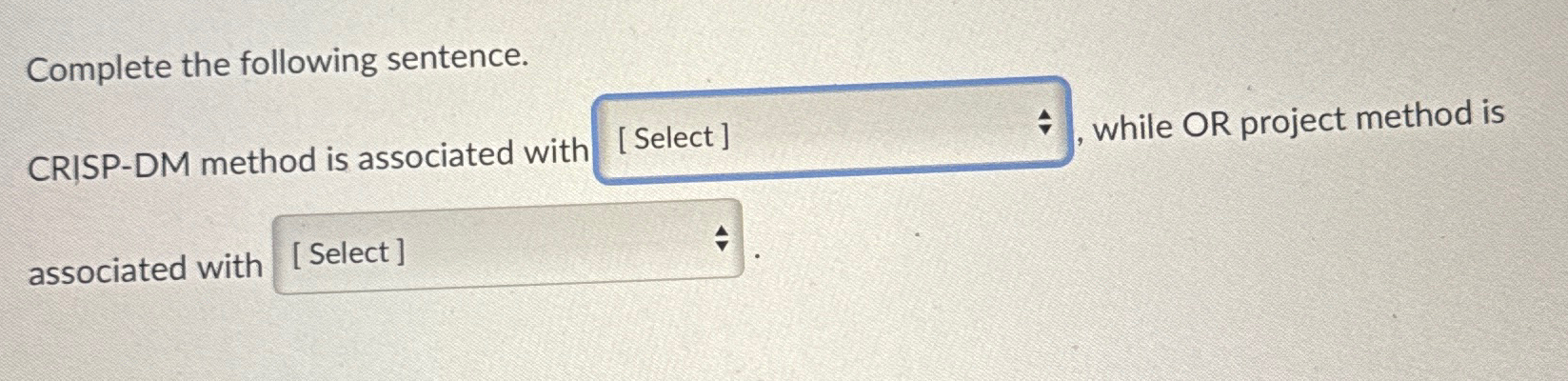 Solved Complete the following sentence.CRISP-DM method is | Chegg.com