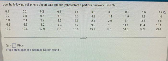 Solved Q3= Mbps (Type an integer or a decimal. Do not | Chegg.com