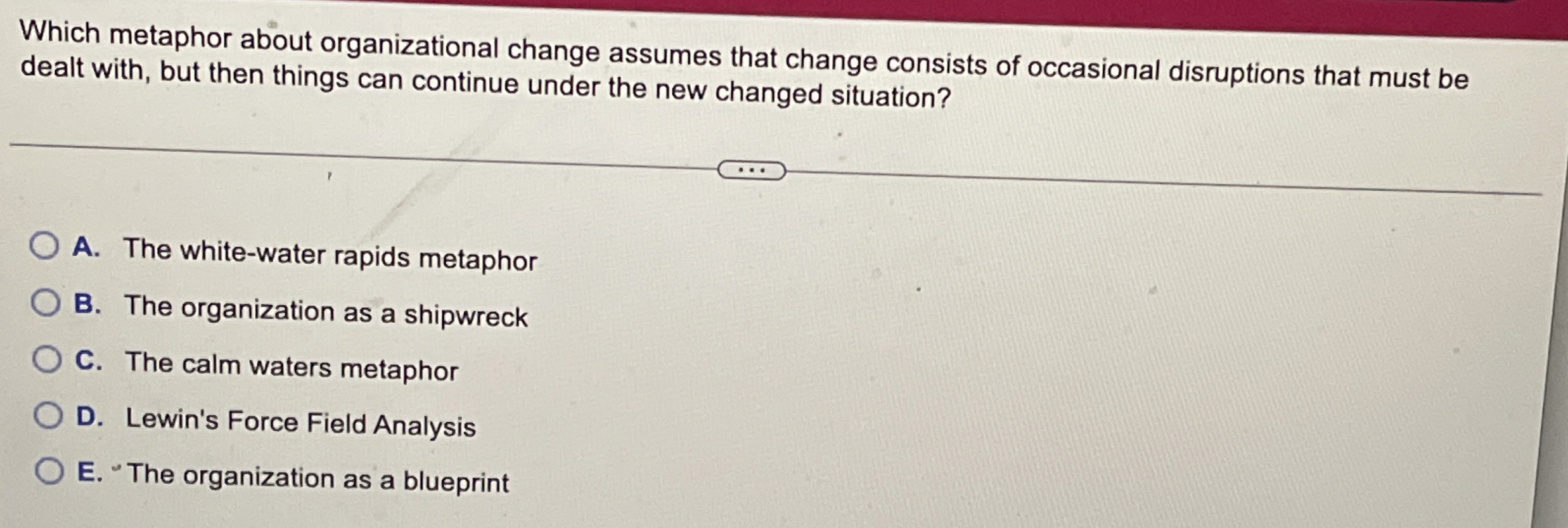 Solved Which metaphor about organizational change assumes | Chegg.com