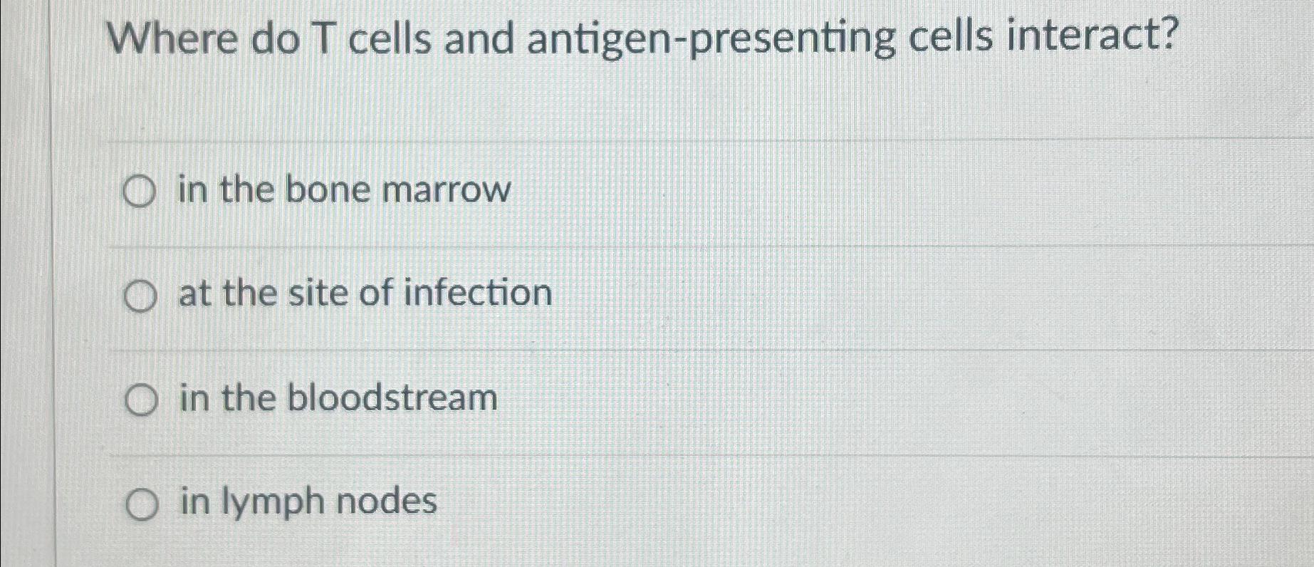 Solved Where do T cells and antigen-presenting cells | Chegg.com