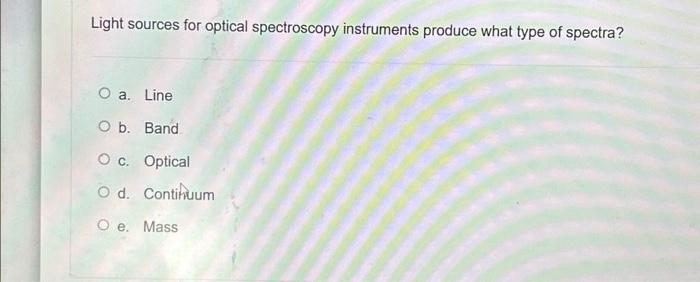 Solved Light sources for optical spectroscopy instruments | Chegg.com