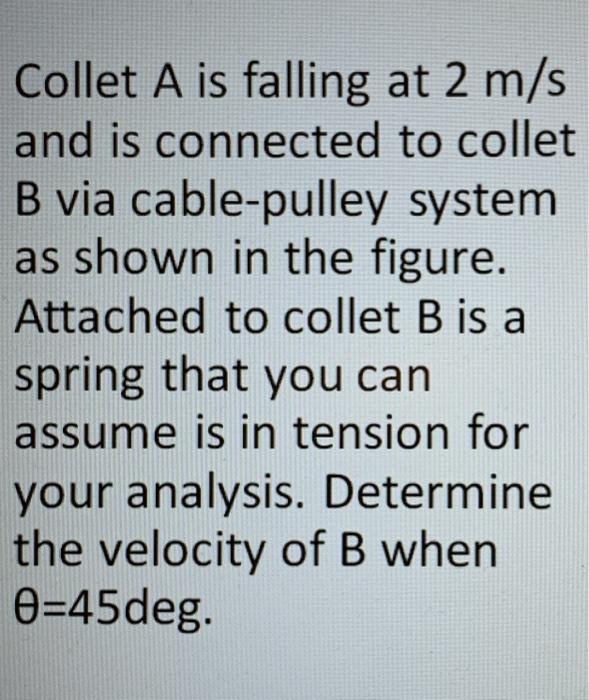 Solved Collet A is falling at 2 m/s and is connected to | Chegg.com