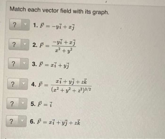 Solved Match each vector field with its graph 2. 3.-11 4. 2 | Chegg.com