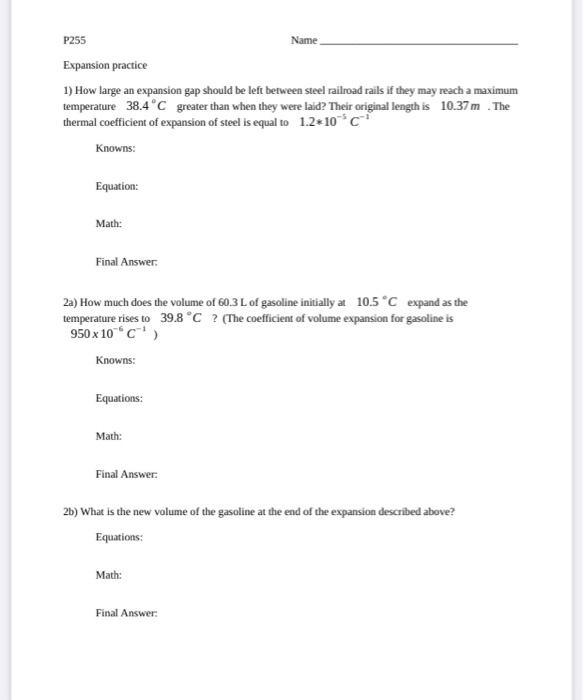 Solved P255 Name Expansion practice 1) How large an | Chegg.com