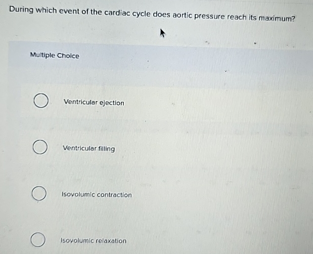 Solved During which event of the cardiac cycle does aortic | Chegg.com