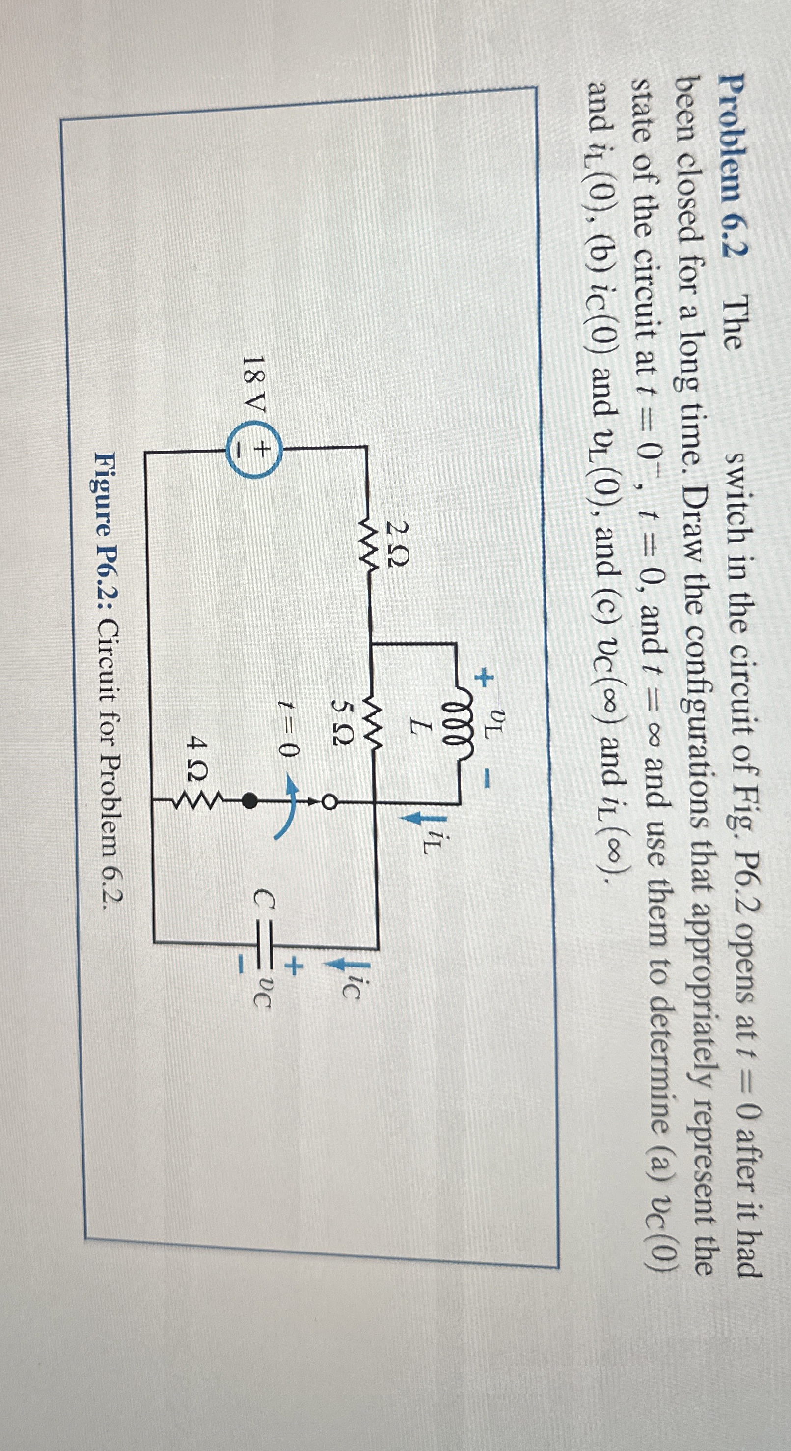 Solved Problem 6.2 ﻿The switch in the circuit of Fig. P6.2 | Chegg.com