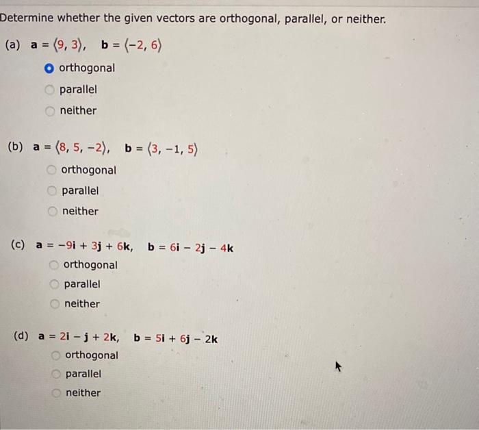Solved Determine Whether The Given Vectors Are Orthogonal