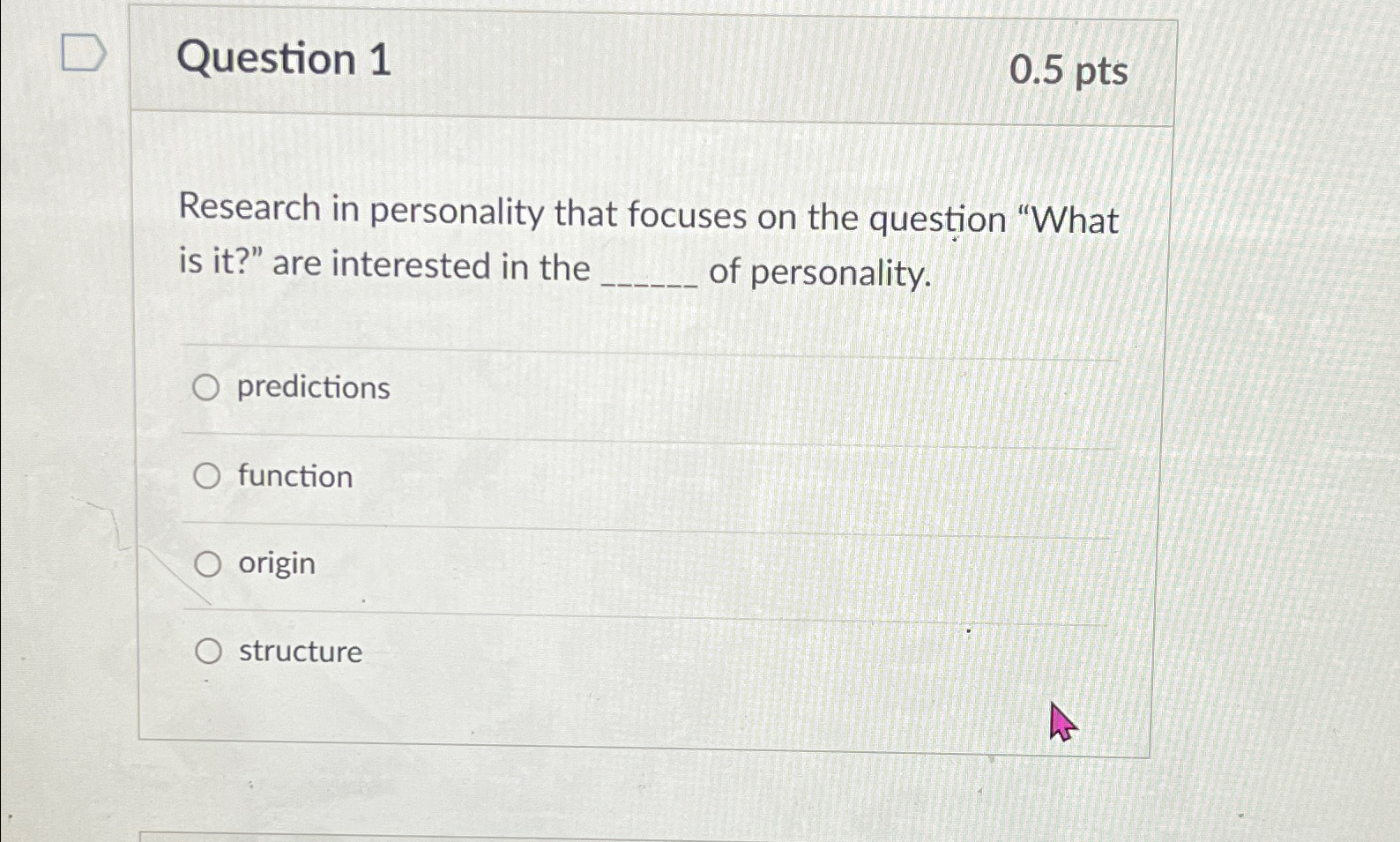 Solved Question 10.5ptsResearch in personality that focuses | Chegg.com