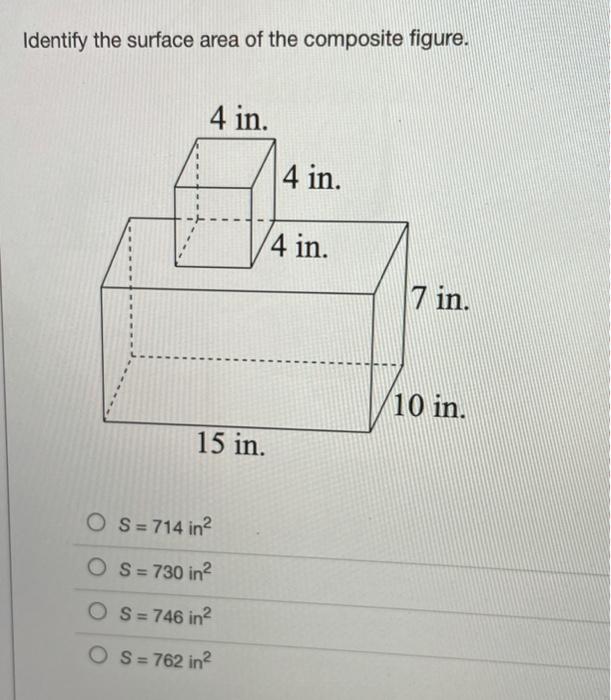 Solved Identify the surface area of the composite figure. 4 | Chegg.com