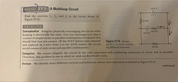 Solved Example 27.7 A Multiloop Circuit Find the currents | Chegg.com