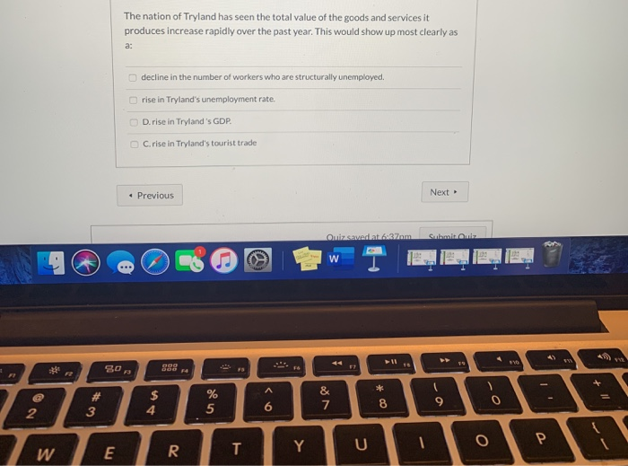 Solved The nation of Tryland has seen the total value of the | Chegg.com