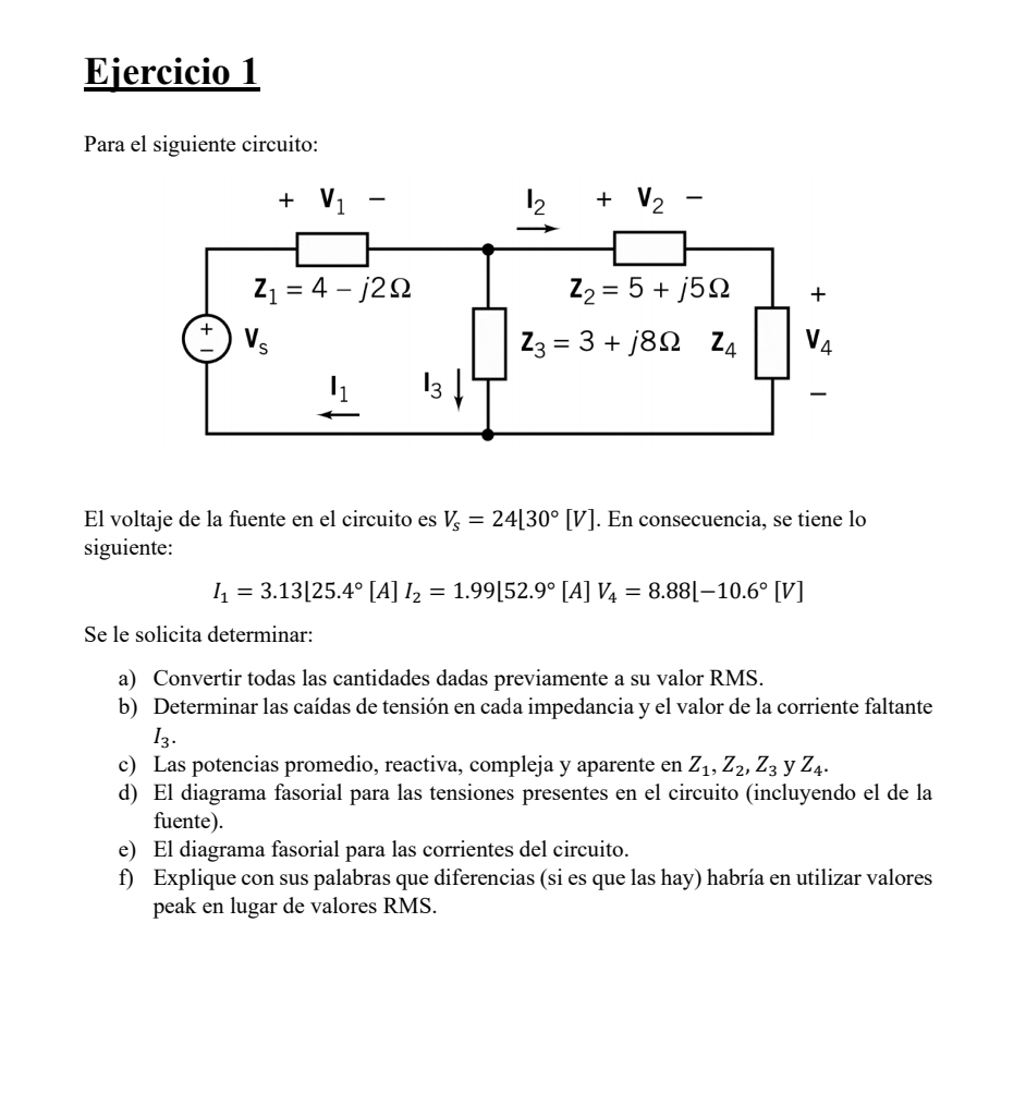 Ejercicio 1Para el siguiente circuito:El voltaje de | Chegg.com