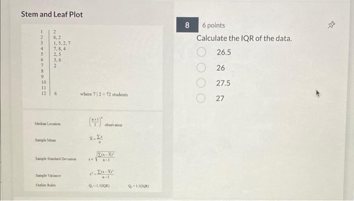 Solved Stem and Leaf Plot Stem and Leaf Plot Stem and Leaf | Chegg.com