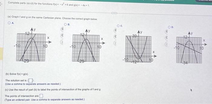 Solved Complete parts (a)−(d) for the functions f(x)=−x2+6 | Chegg.com
