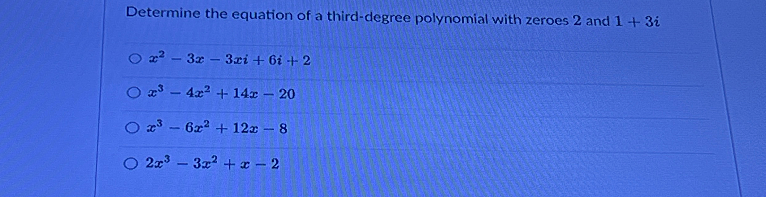 Solved Determine the equation of a third-degree polynomial | Chegg.com