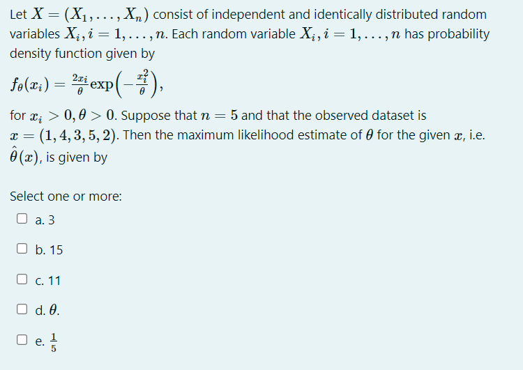 Solved - = ; Let X = (X1, ..., Xn) consist of independent | Chegg.com Solved - = ; Let X = (X1, ..., Xn) consist of independent | Chegg.com